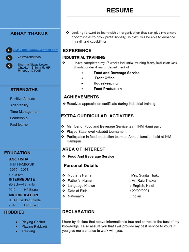 ABHAY THAKUR FINAL Resume | PDF