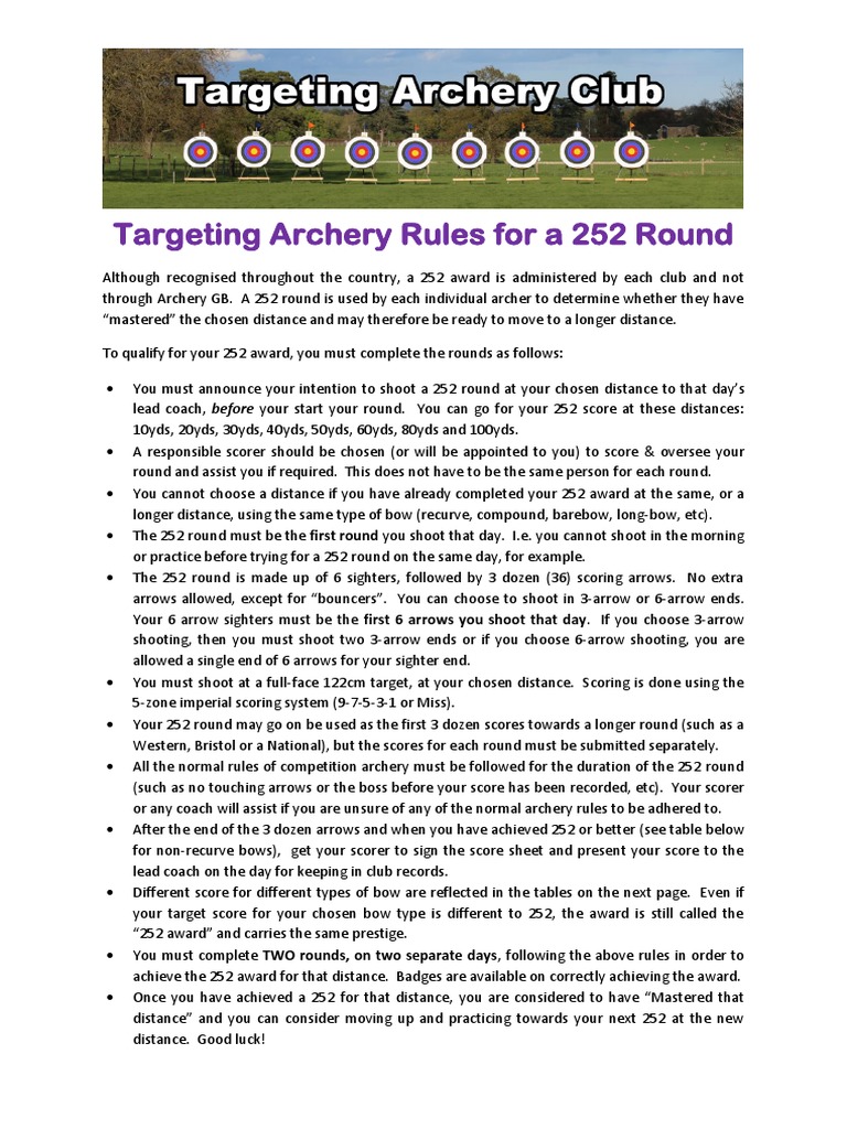 252 Rules at Targeting Archery | PDF