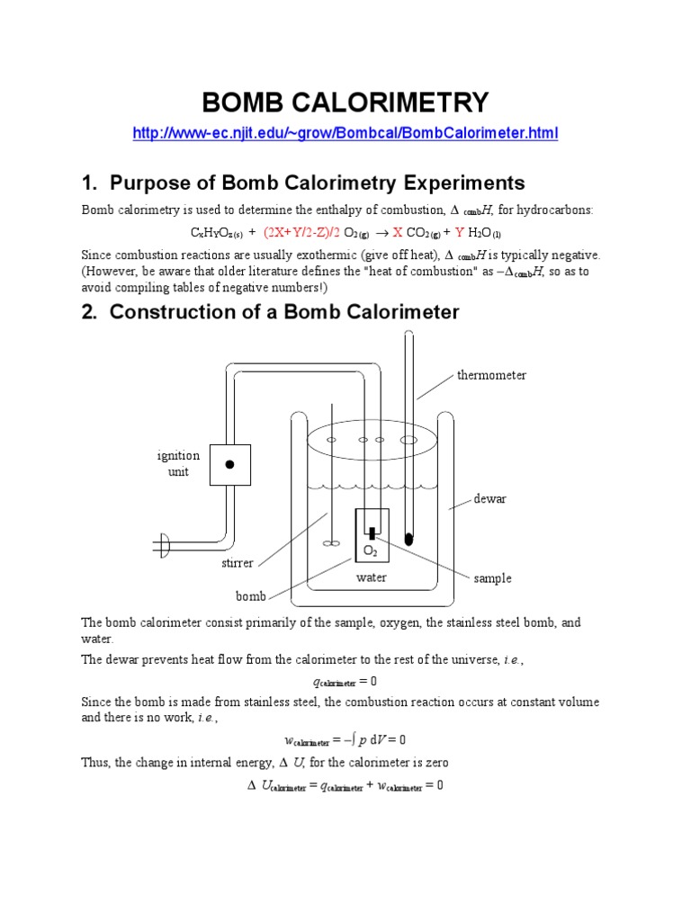Purpose of Bomb Calorimetry Experiments | PDF | Heat | Continuum Mechanics