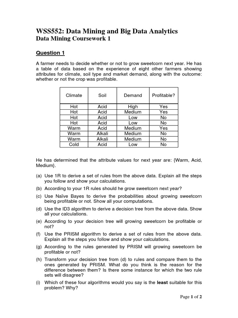 DM Coursework 1 | PDF | Algorithms | Statistics