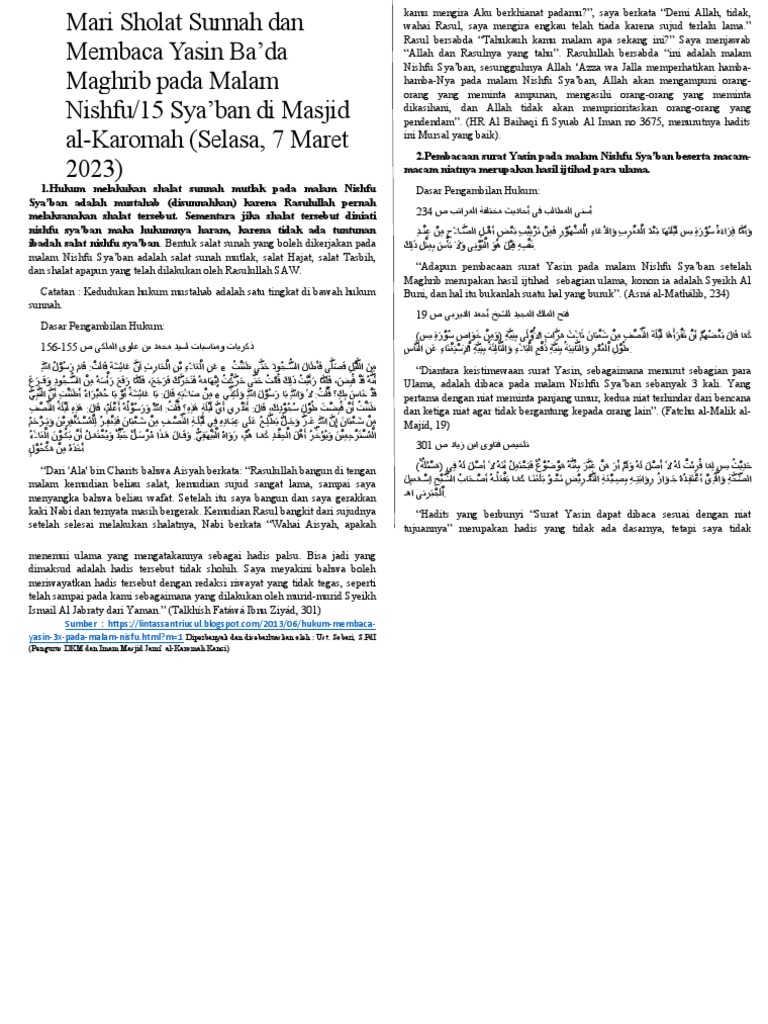 Mari Sholat Sunnah Dan Membaca Yasin Ba'Da Maghrib | PDF