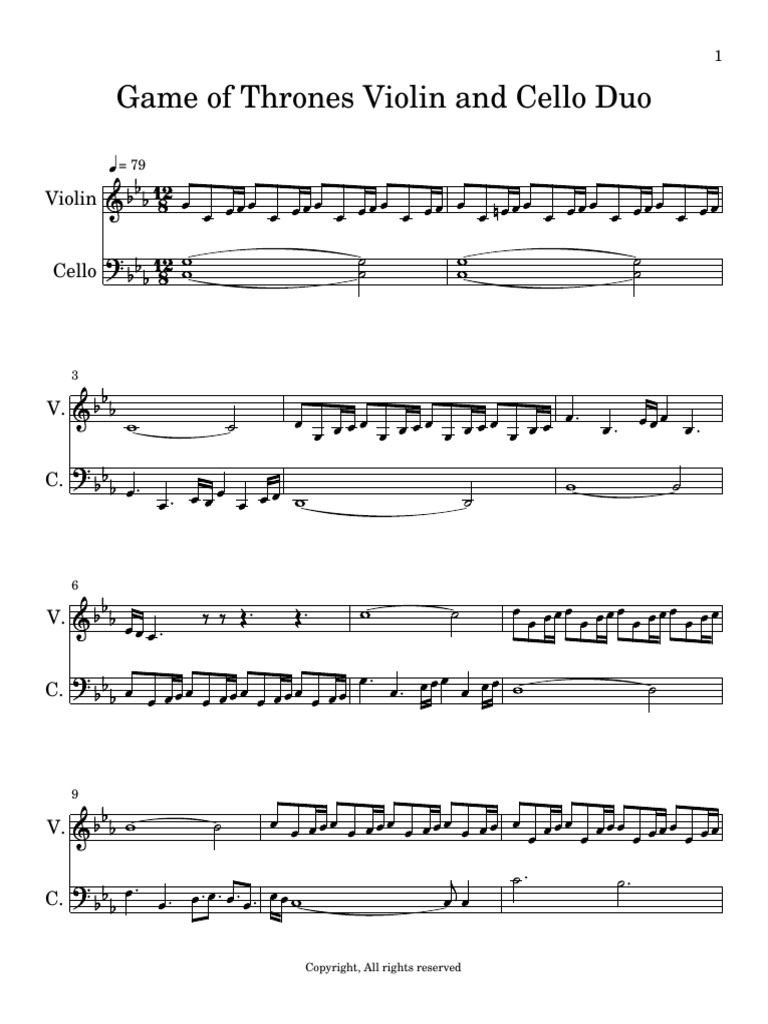 Game of Thrones Violin and Cello Duo | PDF
