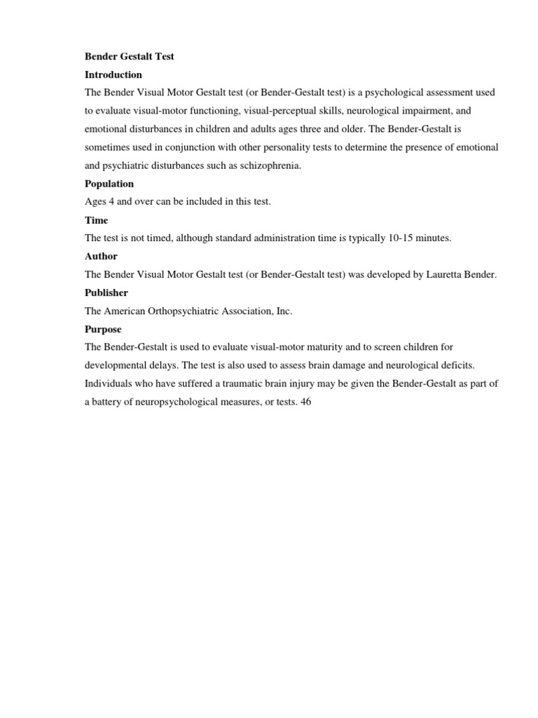 Bender Gestalt Test | PDF | Cognitive Psychology | Clinical Medicine