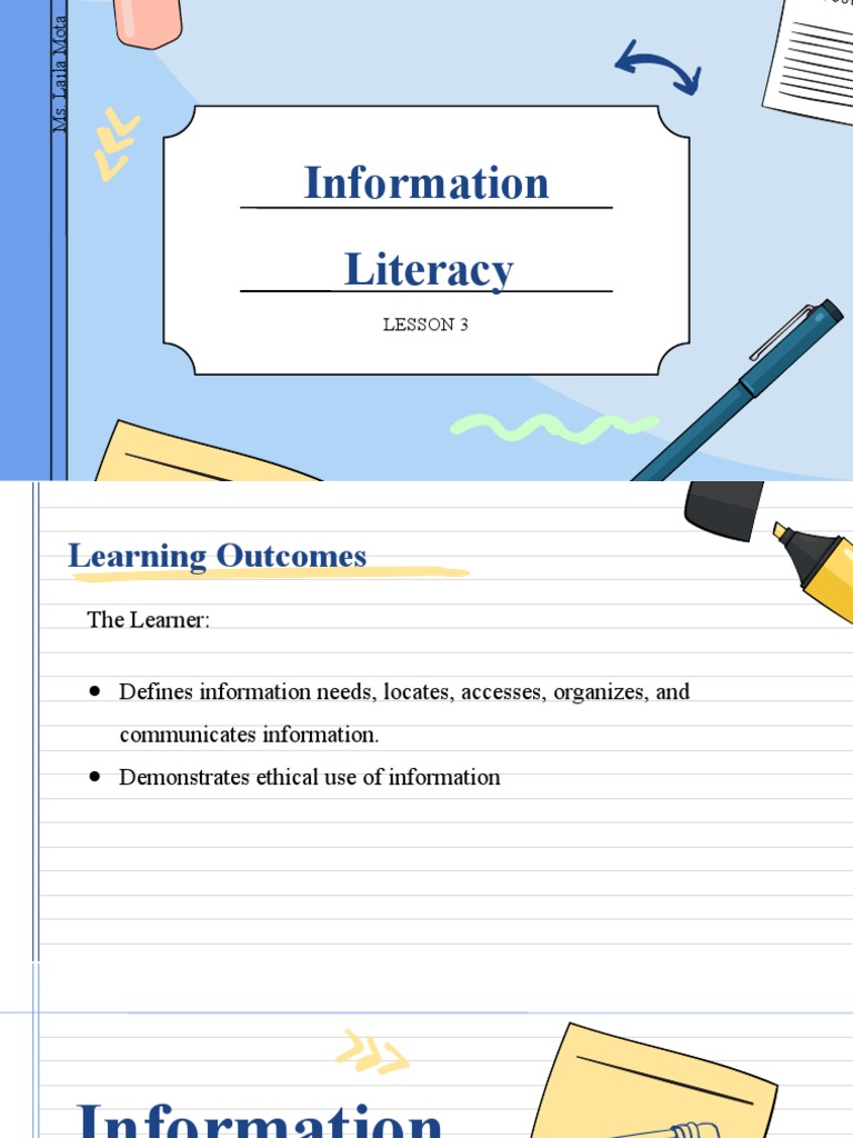 LESSON 3 - Information Literacy | PDF | Information | Information Literacy