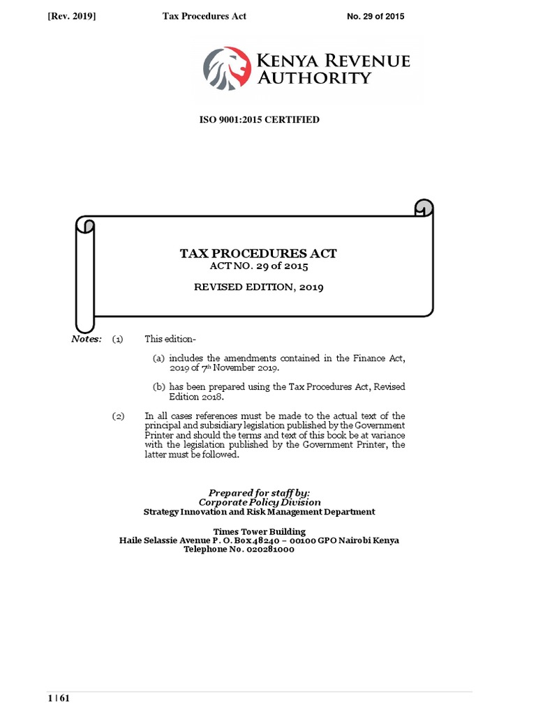 Tax Procedures Act Overview 2019 | PDF
