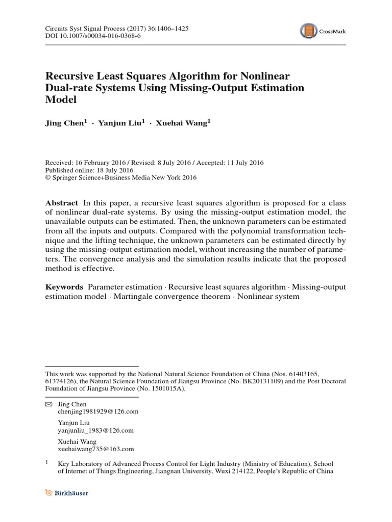 Recursive Least Squares Algorithm For Nonlinear Dual Rate Systems Using Missing Output