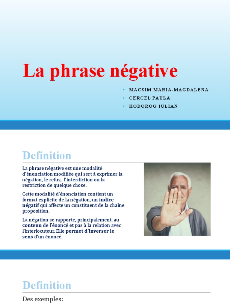 Types et définitions de la négation | PDF | Phrase | Clause