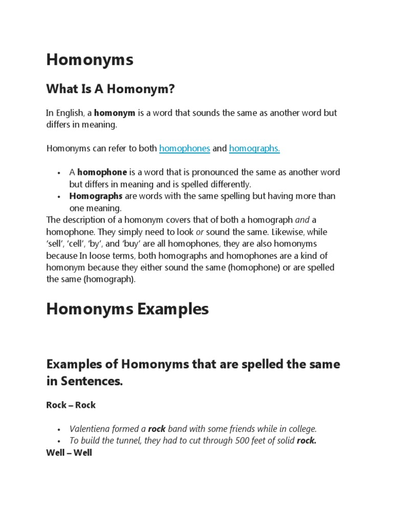 Homonyms Presentation | PDF