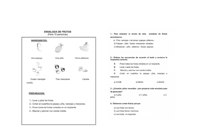 Texto Instructivo-Ensalada de Frutas | PDF Texto Instructivo-Ensalada de Frutas | PDF