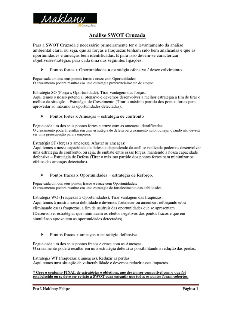 Analise SWOT Cruzada | PDF