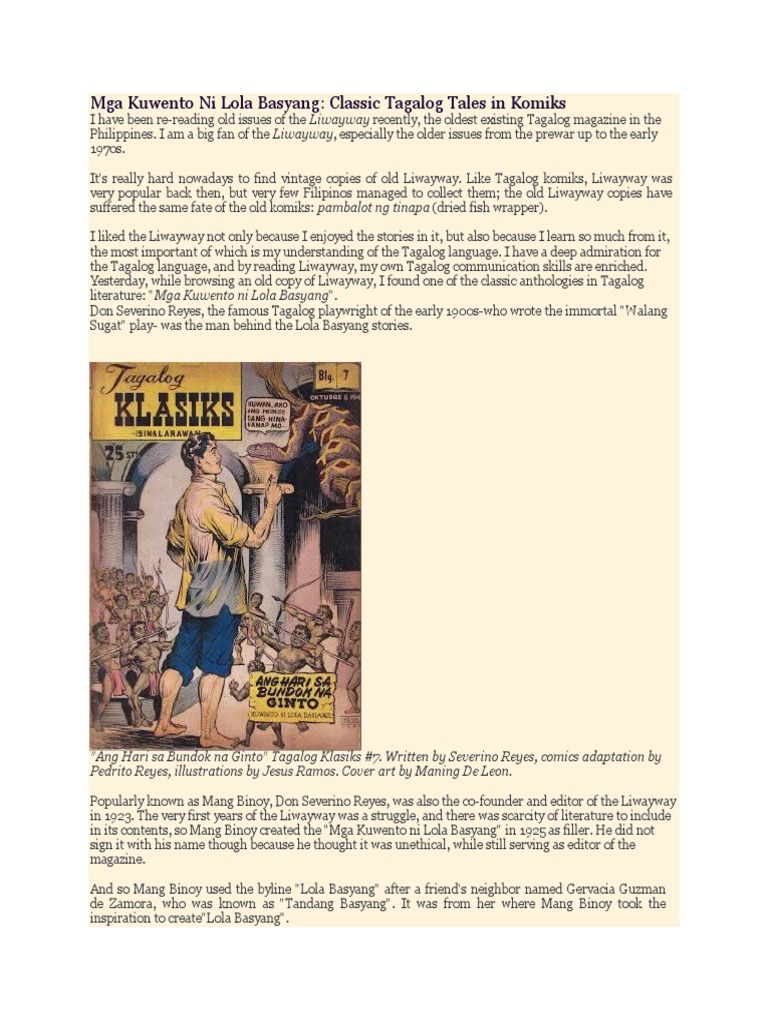 Mga Kuwento Ni Lola Basyang: Classic Tagalog Tales in Komiks | PDF ...
