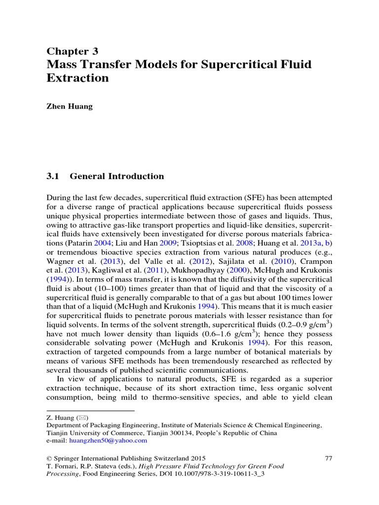 Mass Transfer Models For SFE | PDF | Supercritical Fluid | Solubility