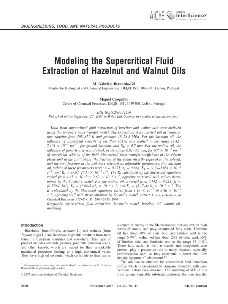 Modeling The SFE of Nut Oil | PDF | Solubility | Supercritical Fluid