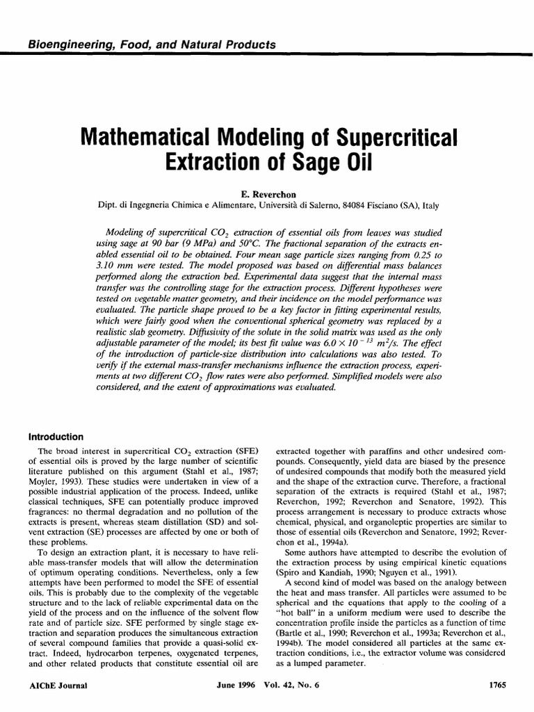 Supercritical Sage Oil Extraction Model | PDF | Supercritical Fluid ...