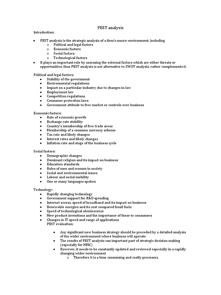 PEST Analysis | PDF