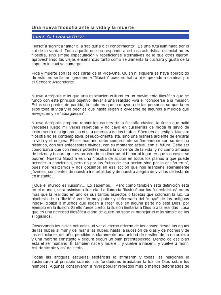 Nueva filosofía sobre vida y muerte | PDF | Dios | Realidad