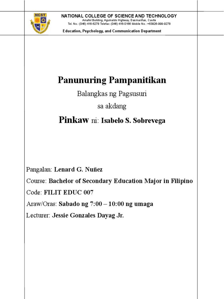 BALANGKAS-NG-PAGSUSURI Sa PINKAW | PDF