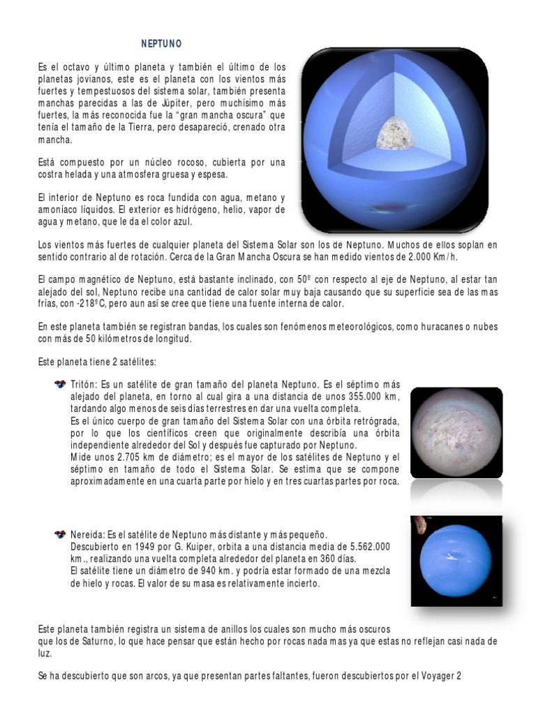 Características del Planeta Neptuno | PDF | Neptuno | Sistema solar