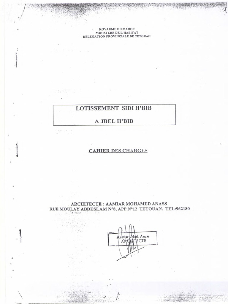 Cahier de Charges Jbel Hbib Lotissement | PDF