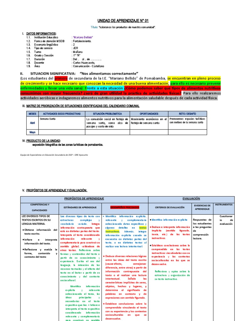 Esquema de Unidad de Aprendizaje 2023 | PDF