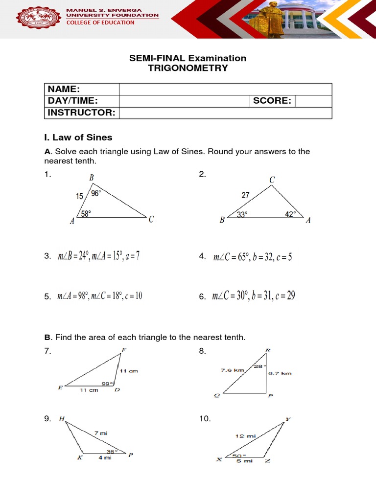 Semi-Finals Trigonometry | PDF