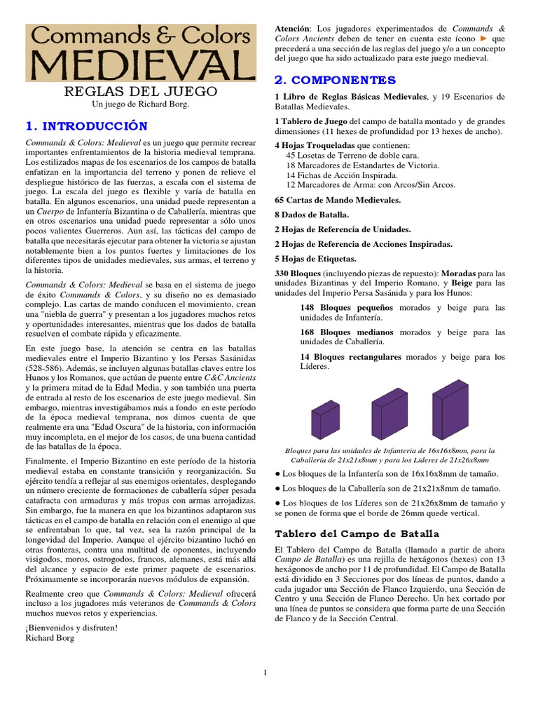 Commands & Colors Medieval (JBPal) | PDF | Caballería | Infantería
