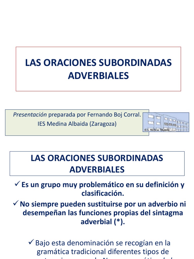 4. ORACIONES SUBORDINADAS ADVERBIALES | PDF | Adverbio | Oración ...