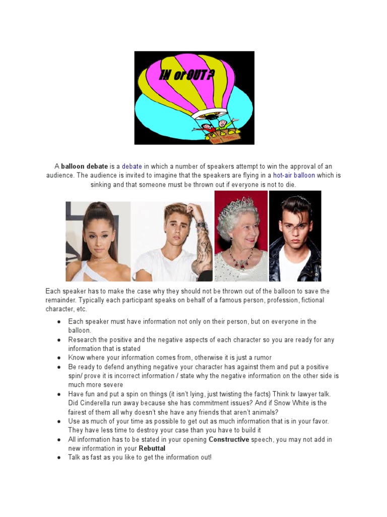 Balloon Debate | PDF