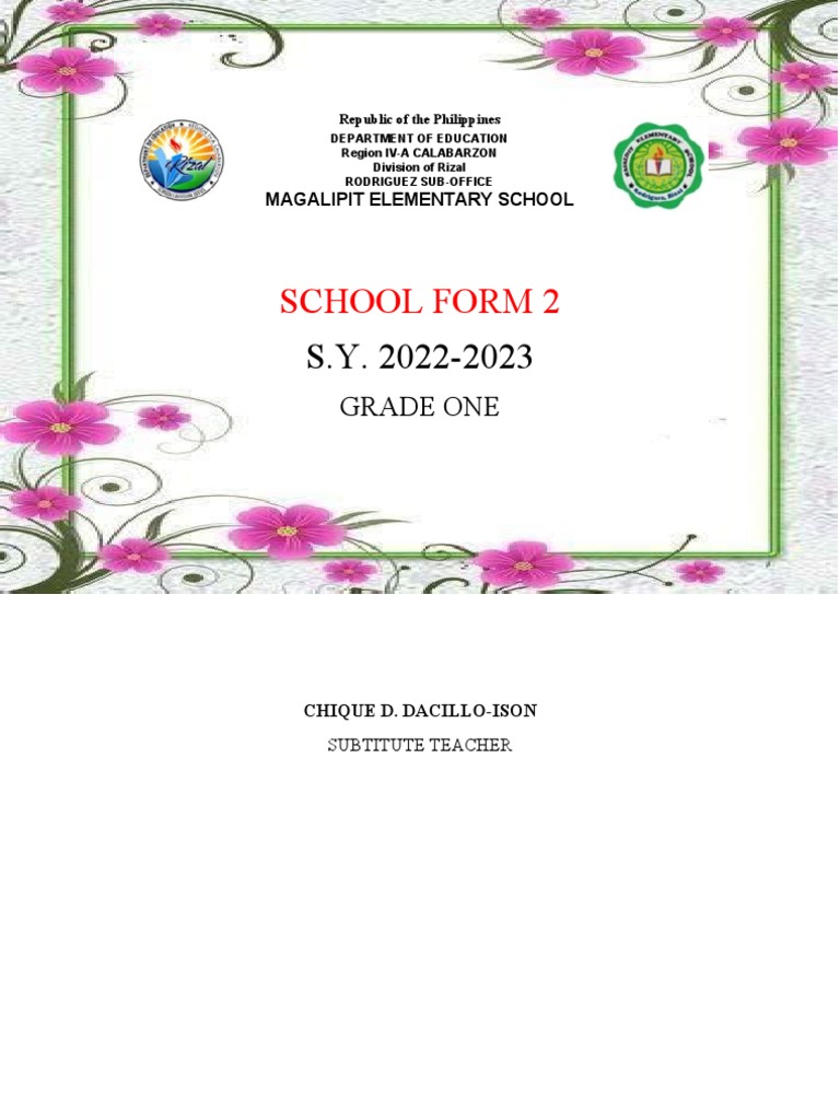 School Form 2: Grade One | PDF