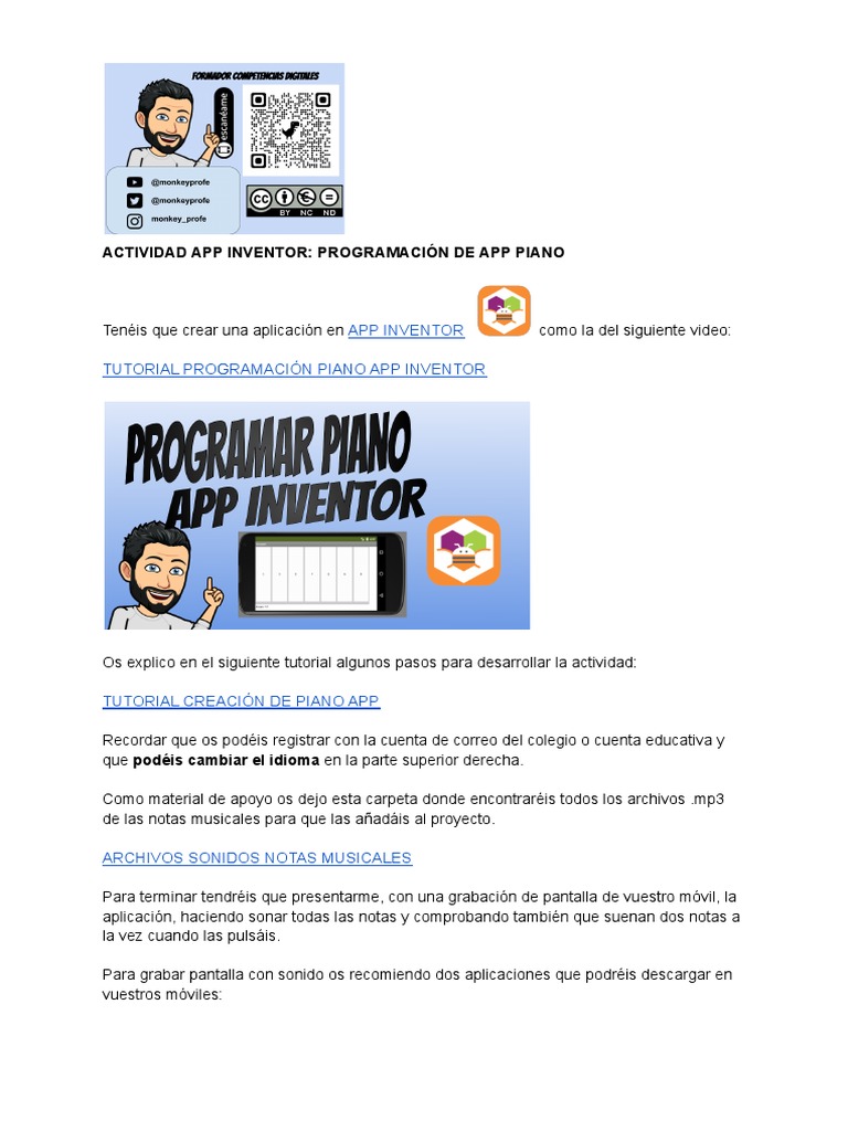 Crea tu Piano App en App Inventor | PDF