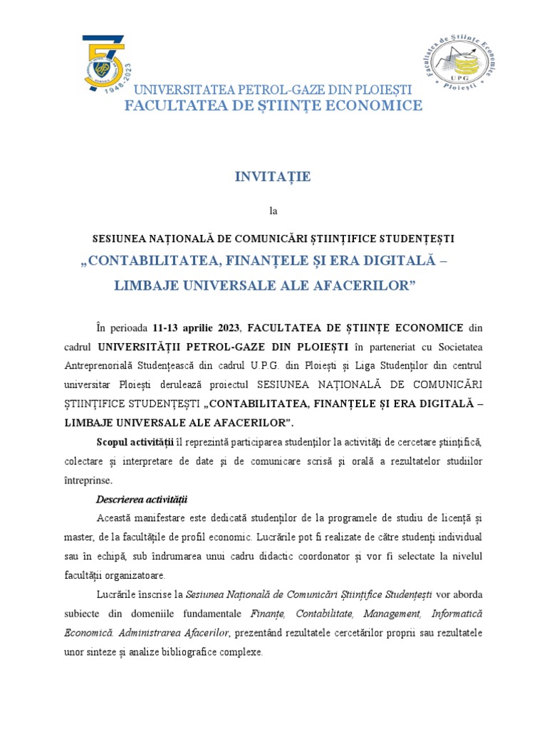 Invitatie CFED 2023 | PDF