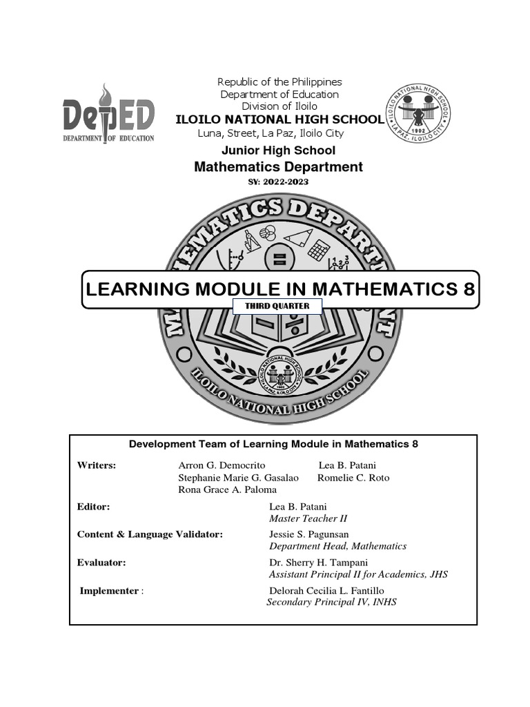 FINAL SLK MATH-8 Q3 2022-2023-With-Color | PDF | Line (Geometry ...