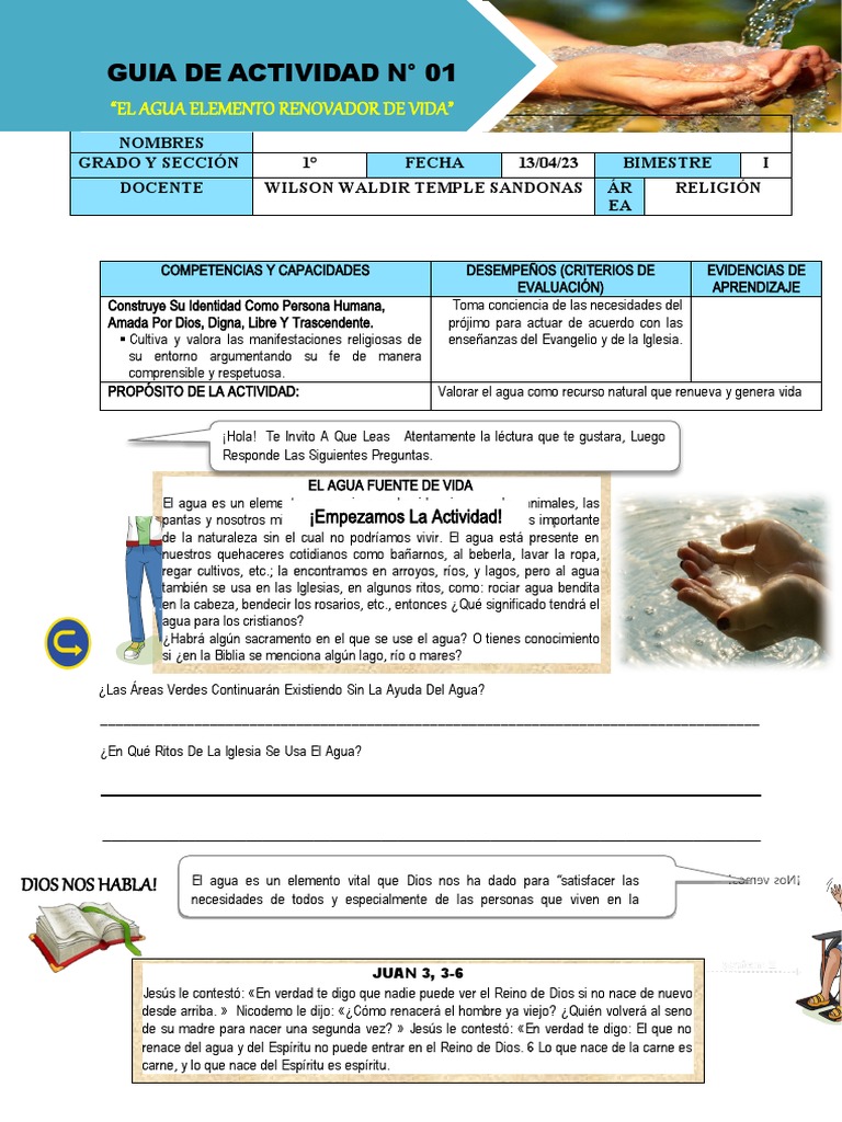 Guia Actividad #2 - El Agua | PDF | Bautismo | Agua