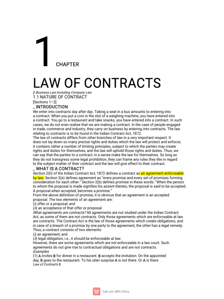 Law of Contract Notes | PDF