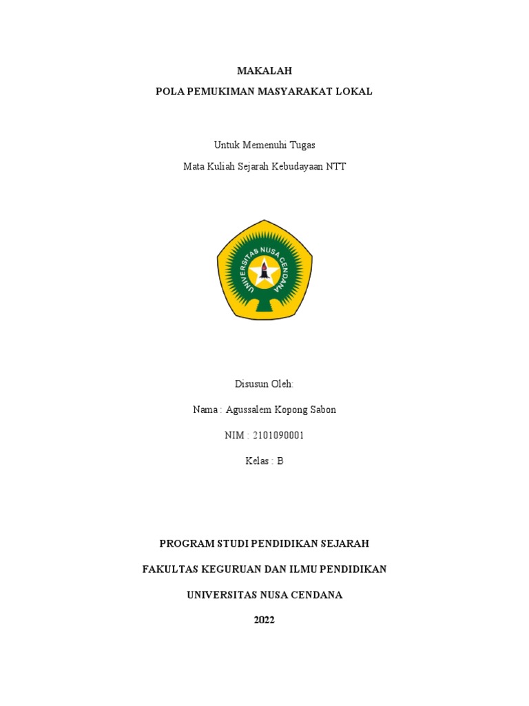 Makalah Pola Pemukiman Masyarakat Lokal | PDF