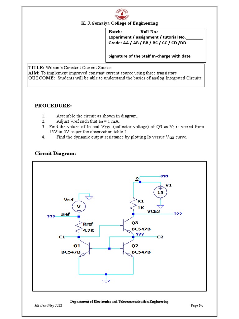 5 Wilson's Constant Current Source | PDF
