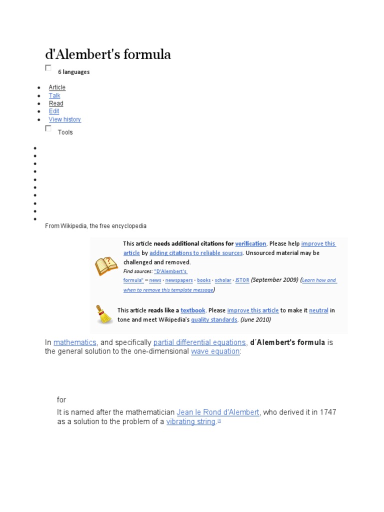 D Alembert's Solution | PDF