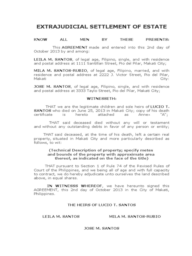 Extrajudicial Settlement of Estate | PDF