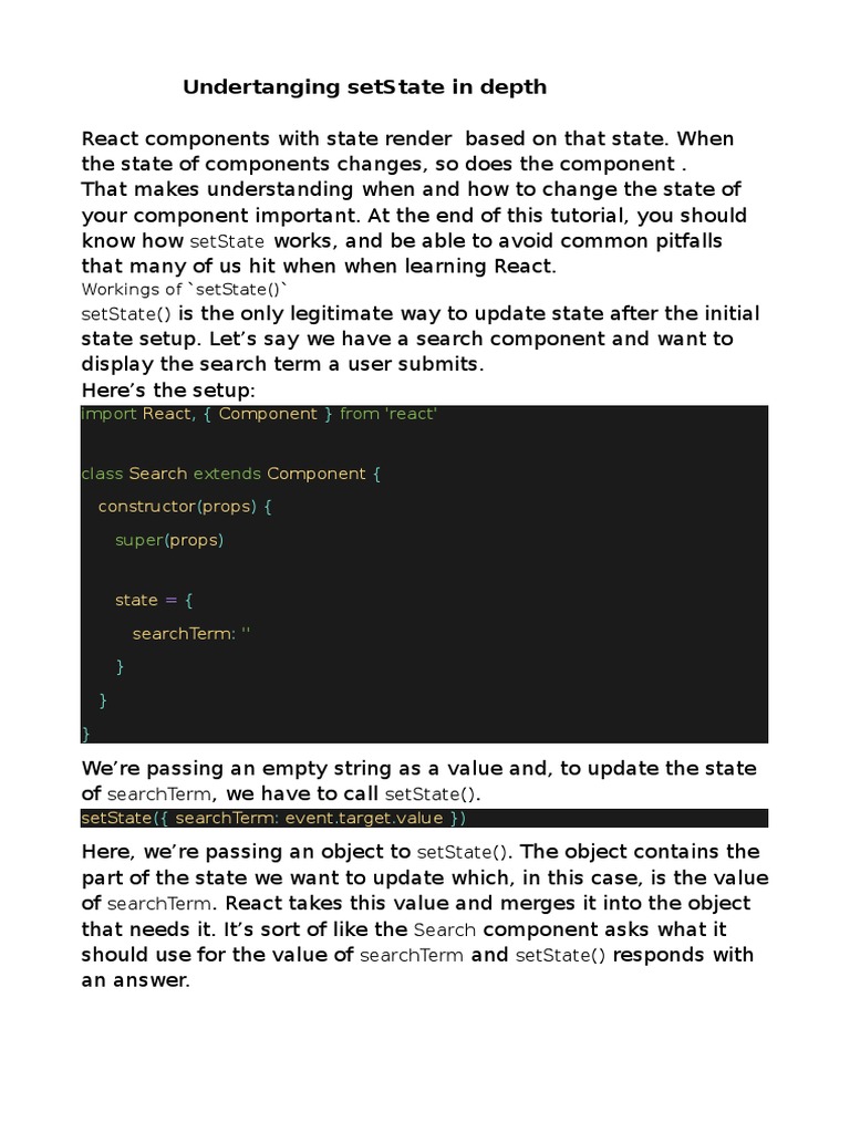 Setstate Tutorial React | Download Free PDF | Computer Science | Software Engineering