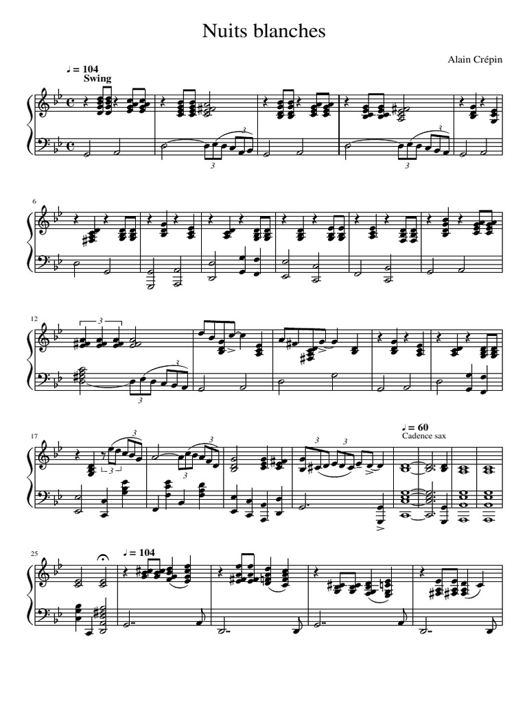Nuits Blanches Piano | PDF