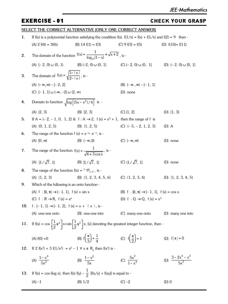 Exercise - 01: Check Your Grasp | PDF | Function (Mathematics ...