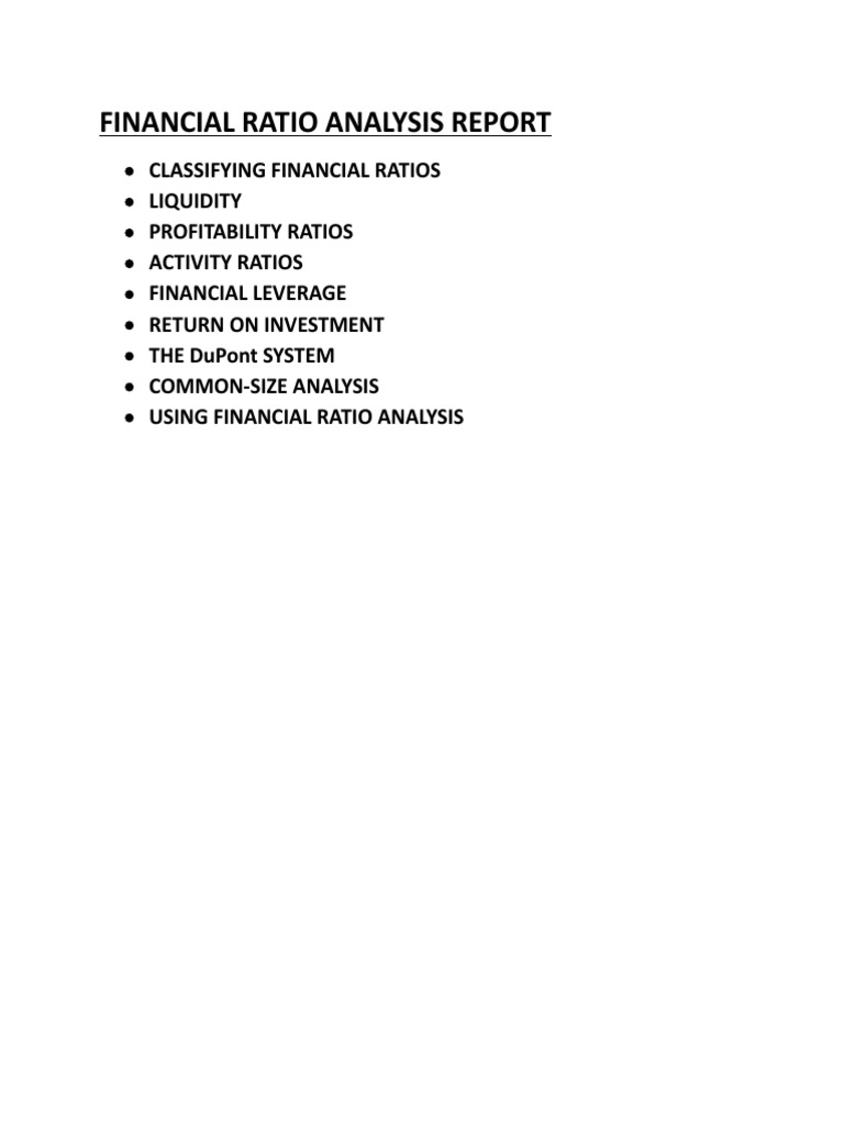 Financial Ratio Analysis Report | PDF