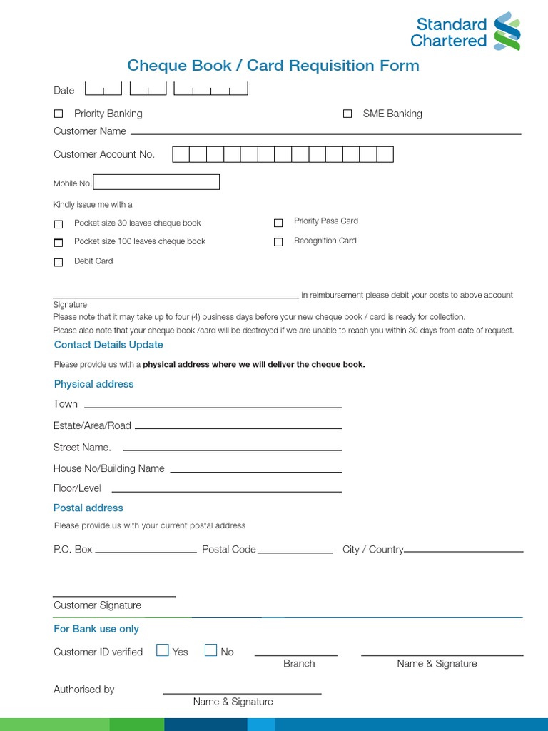 Cheque Book and Requisition Form | PDF