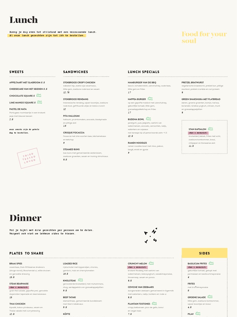 STAN Menukaart | PDF