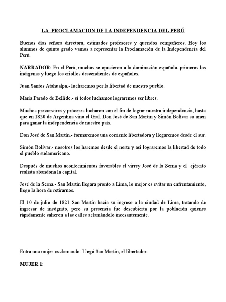 -Guion-Independencia-Del-Peru 2022 | PDF | America latina | América del Sur