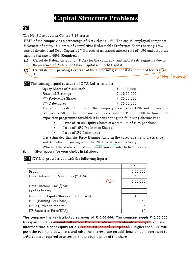 Board of Studies Academic Capital Structure Questions 1649402823 | PDF | Capital Structure ...