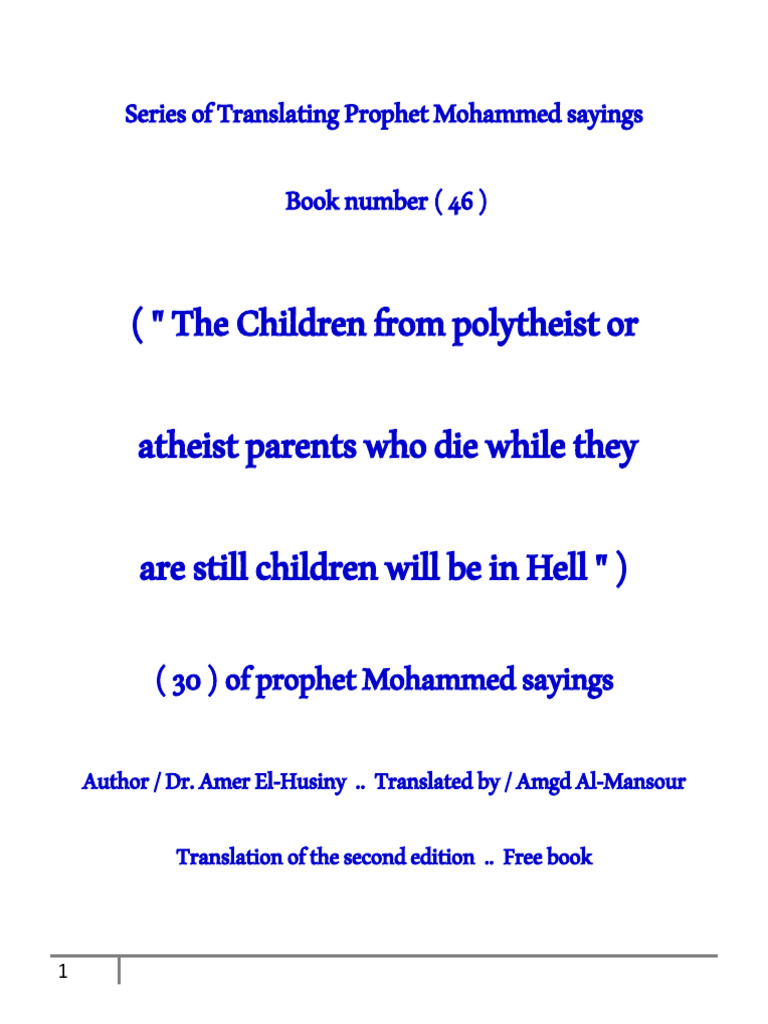 (" The Children From Polytheist or Atheist Parents Who Die While They ...