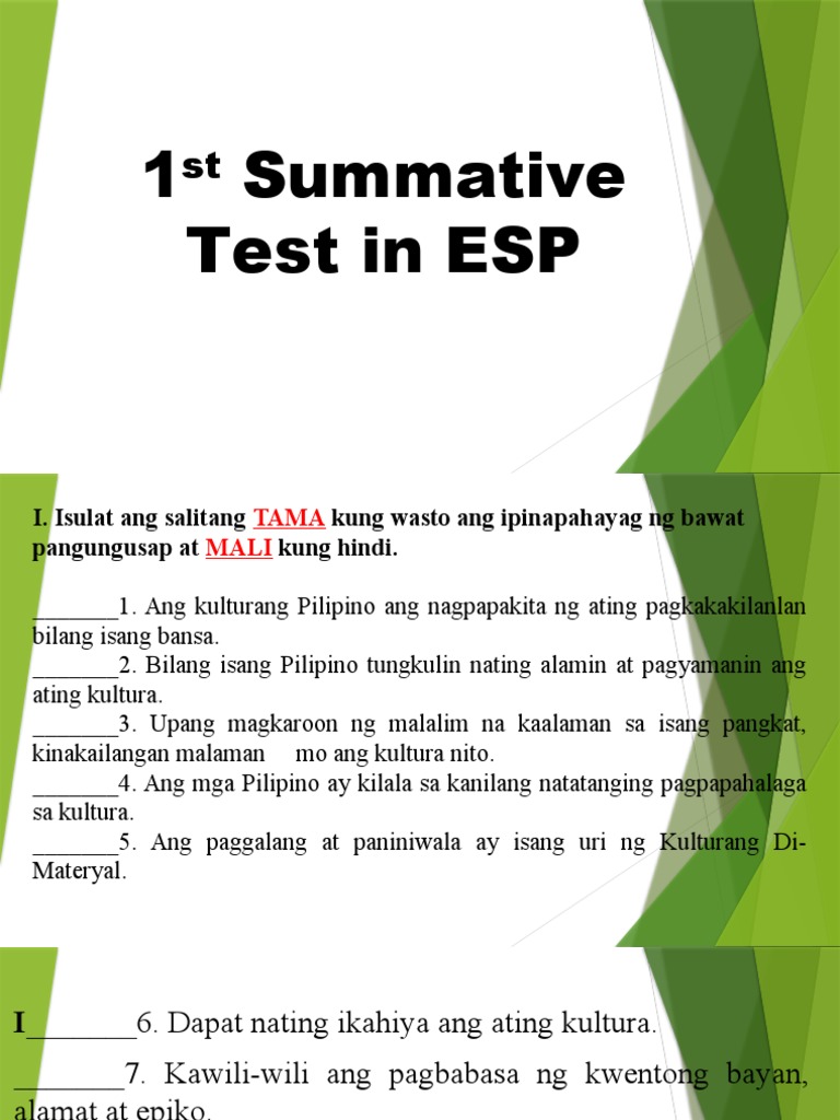 ESP IV Summative Test | PDF