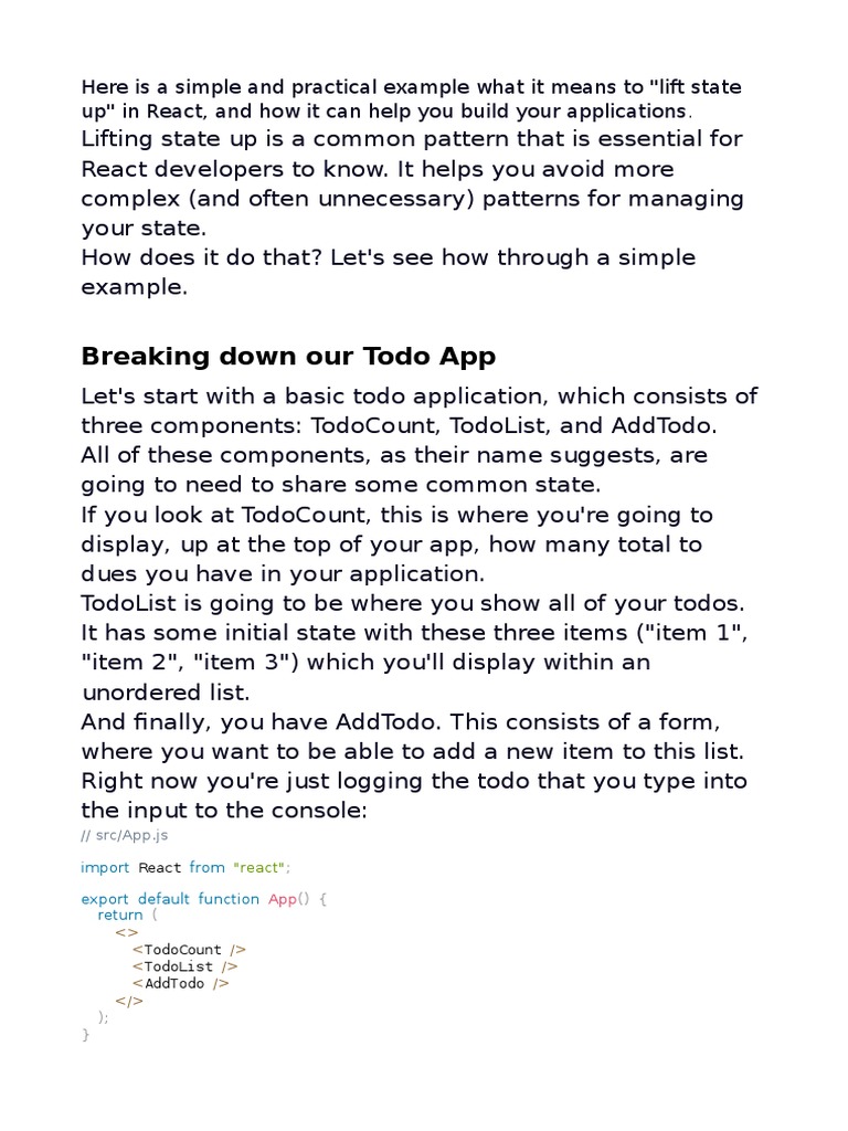 React Lifting State Up Pdf Computer Engineering Information Technology Management 