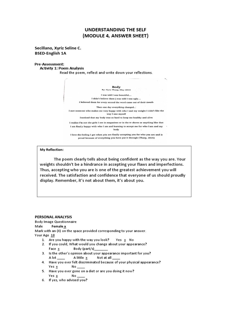 Understanding The Self | PDF | Body Image | Self Esteem